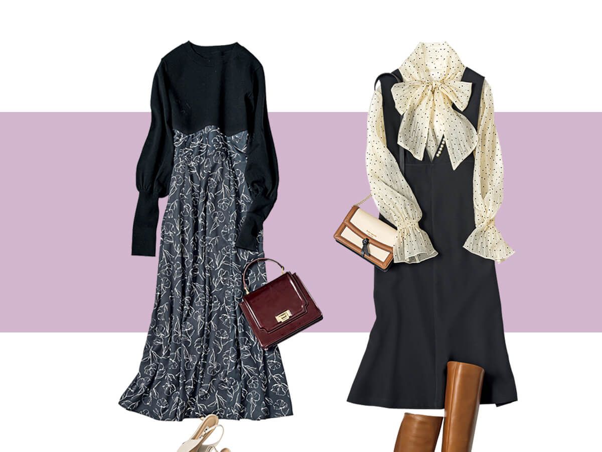 テクニックいらずで上級見えが叶う！ワンピ＆セットアップでコスパよくつくる華やかモノトーンスタイル3 | TRILL【トリル】