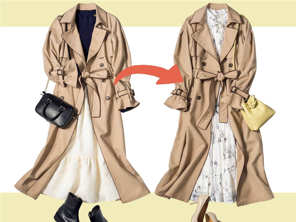 トレンチコートでも女っぽい！おしゃれ感高めなフェミニンデザインを狙って | TRILL【トリル】