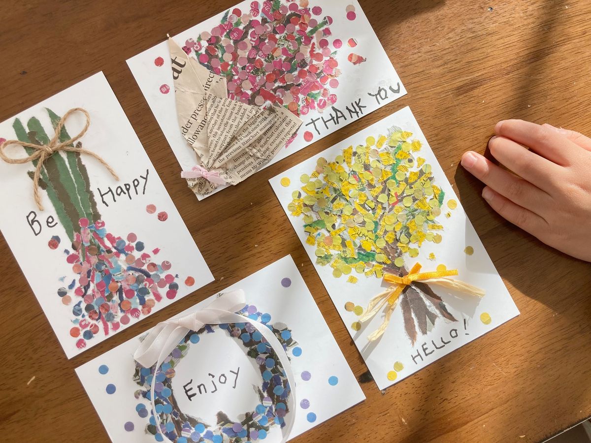 〜親子で作る工作〜おしゃれで可愛い「ちぎり絵グリーティングカード」の作り方♪ | TRILL【トリル】