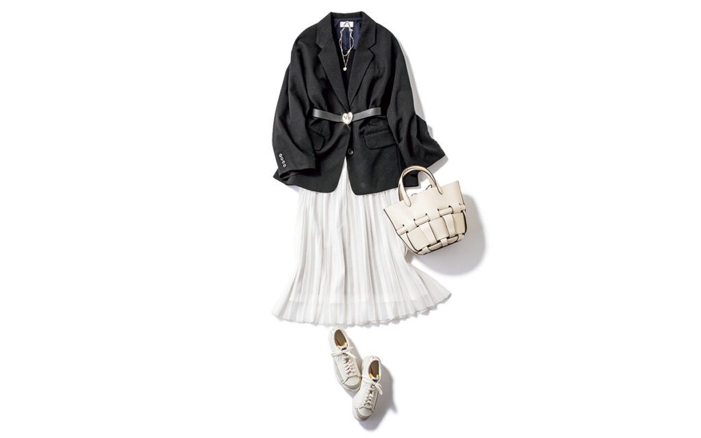 黒ジャケットにベルトを足して洒落見え！春のきちんと見えコーデ【着回しDiary】 | TRILL【トリル】