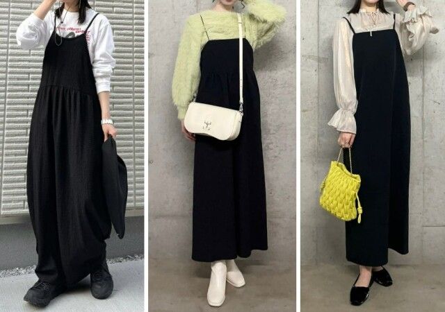 “黒キャミワンピ”やっぱり頼りになる～♡ラクなのに洗練＆着痩せ効果も♡大人女子の春コーデ | TRILL【トリル】