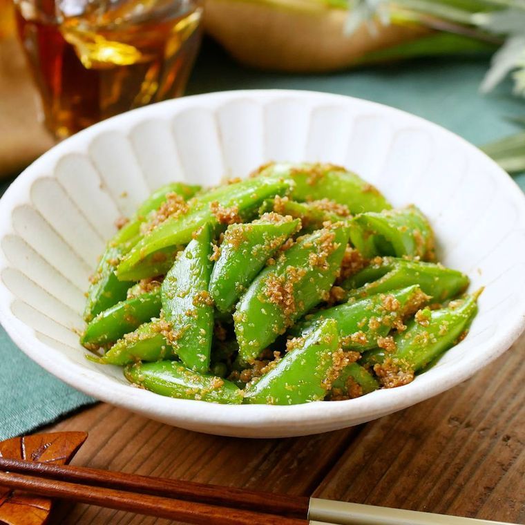 レンジで完結！スナップえんどうのごま和え | TRILL【トリル】