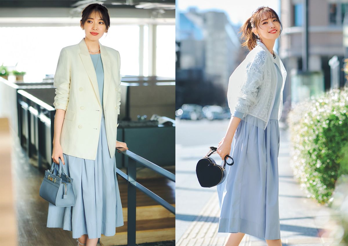 【ドッキングワンピースをON・OFF着回し】1枚でサマになる万能ワンピを品よく格上げする着こなしは？ | TRILL【トリル】