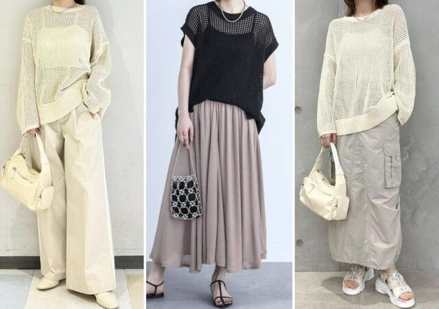 夏コーデの魅力UP♡品よく着こなす！大人のメッシュニットコーデ | TRILL【トリル】