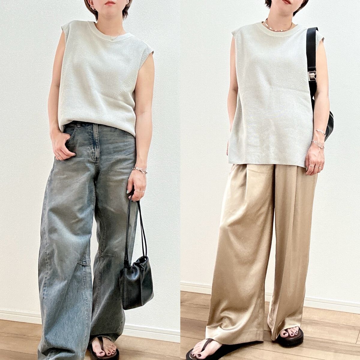 【40代のGU】モダンな夏スタイルが仕上がる。絶対買いの「フレンチスリーブセーター」 | TRILL【トリル】