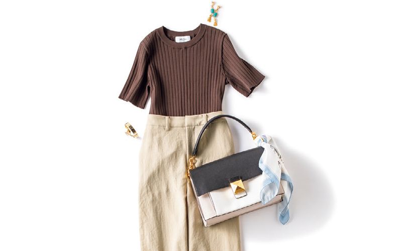 リブTとワイドパンツで女性らしいメリハリをつけて【今日のコーデ｜着回しDiary】 | TRILL【トリル】