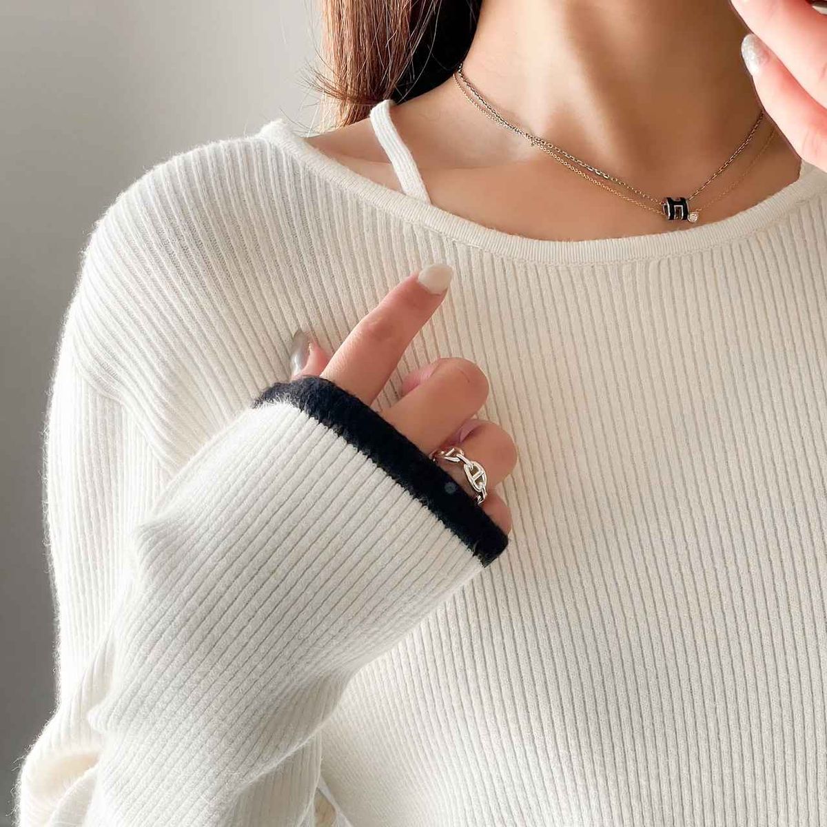 ひと癖デザインに惚れ惚れ♡【しまむら】1枚で垢抜ける「リブニット」 | TRILL【トリル】