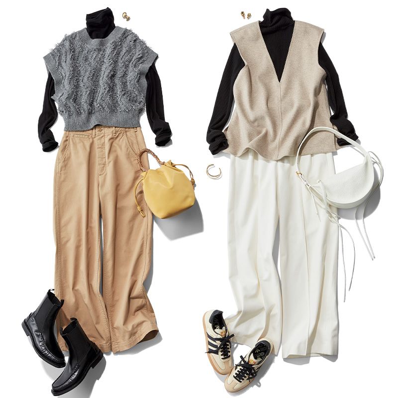 “週5黒タートル”もイケる！『×ベスト』のオシャレ見えコーデ3選 | TRILL【トリル】