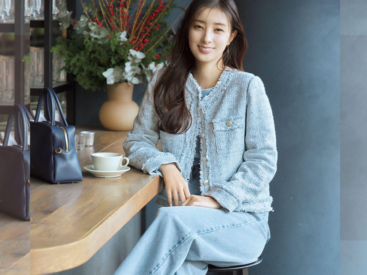 春を感じる休日はツイードJK×デニムで1枚ウワテなワントーンに＜3/2のコーデ＞ | TRILL【トリル】