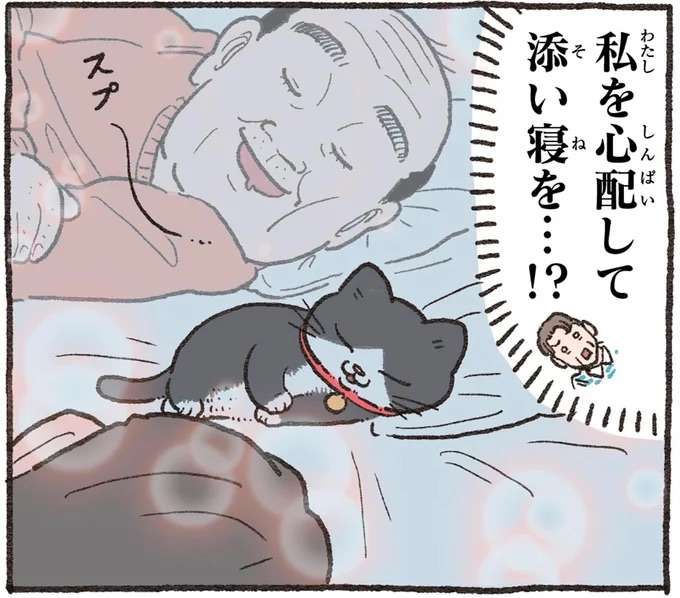 僕のことを心配して⁉猫の添い寝に感涙が止まらない／ねこに転生したおじさん4 | TRILL【トリル】