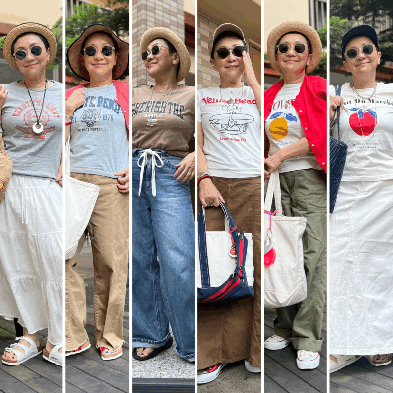 【60代プチプラファッション】夏のTシャツコーデは「しまむら」「H&M」で！高見えコーデ6選 | TRILL【トリル】