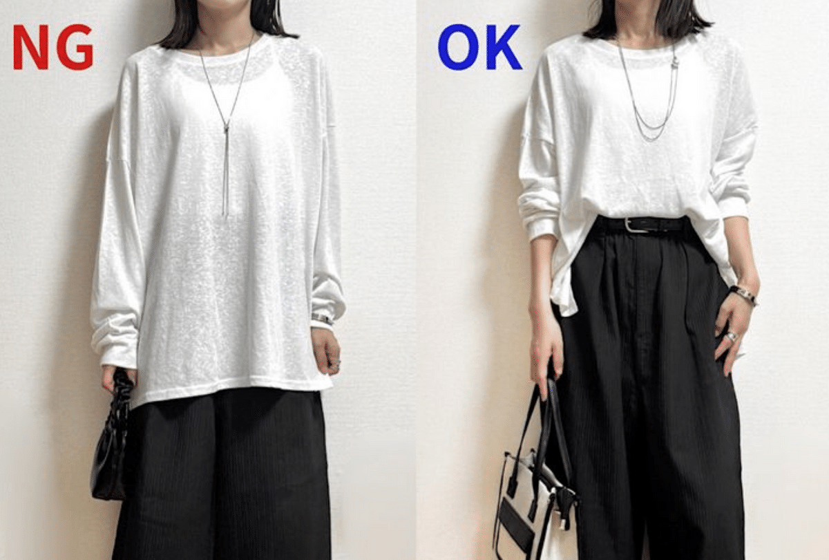 「実は野暮ったく見えてるかも…」『無地のロンT』大人はどう着るのが正解？！→“NG/OKコーデ”を徹底比較！ | TRILL【トリル】