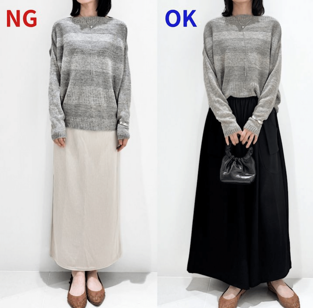 「その着こなし、実は“残念に”見えてるかも」“薄手のニット”大人はどう着こなすのが正解？【NG・OKを徹底比較】 | TRILL【トリル】