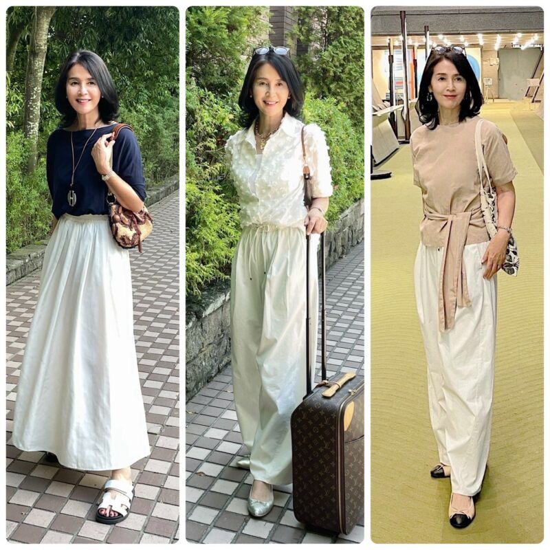 【60代白ボトム】残暑を乗り切る！プチプラミックスで楽しむ大人の“白”ボトムスタイル3選 | TRILL【トリル】