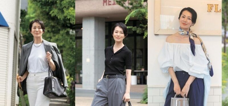 【40代私服スナップ】スカーフ・バッグetc……小物で差がつく！松田珠希さんの上品カジュアルな1週間コーデ | TRILL【トリル】