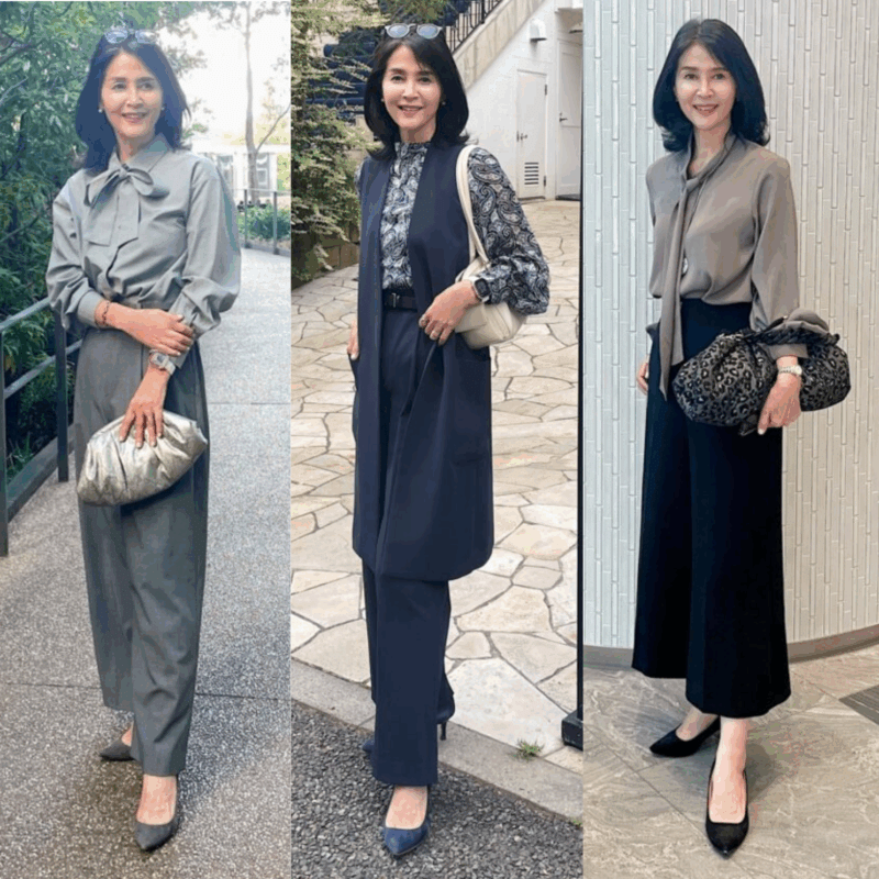 【60代ファッション】「GU」「ユニクロ」「H&M」プチプラMIXでトレンドも楽しむ！秋の大人コーディネート3選 | TRILL【トリル】