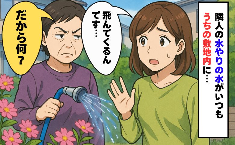 隣人の水やりがいつもうちの敷地まで飛散…隣人に伝えると「だから？」え、開き直り？私は思い切って | TRILL【トリル】